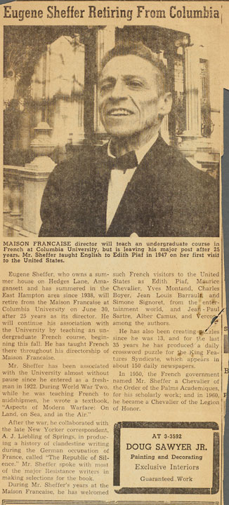 Documents Gallery: Eugene J. Sheffer | Maison Française